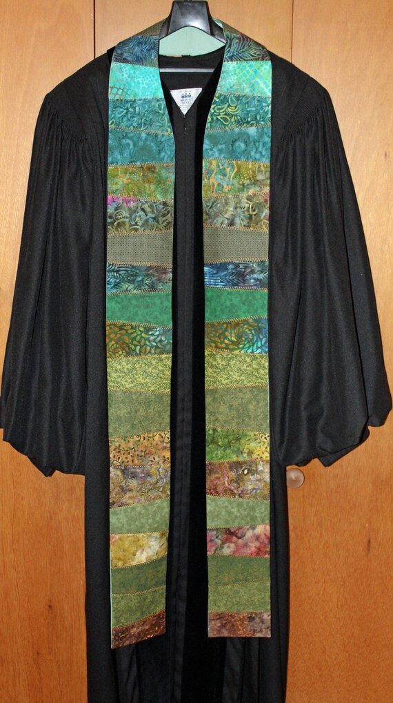 Green pieced stole ordinary time liturgical stole by Bigmamastoles
