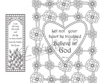 Bible Verse Coloring bookmarks4 Instant Download