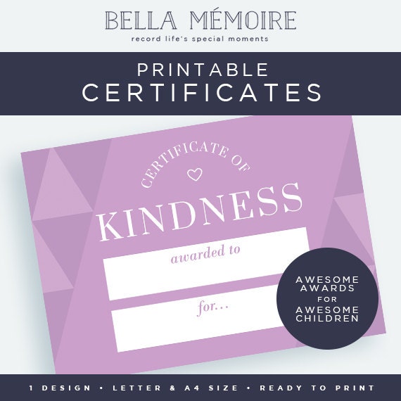 Kindness Award Certificate Printable at Bryan Hanes blog