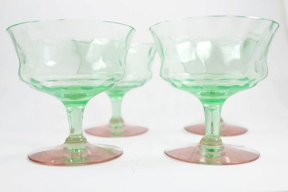 1930's Vintage Depression Glass Rare Reverse Watermelon