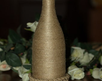 Items similar to Jute twine wrapped bottles, rustic decor, decor vases ...