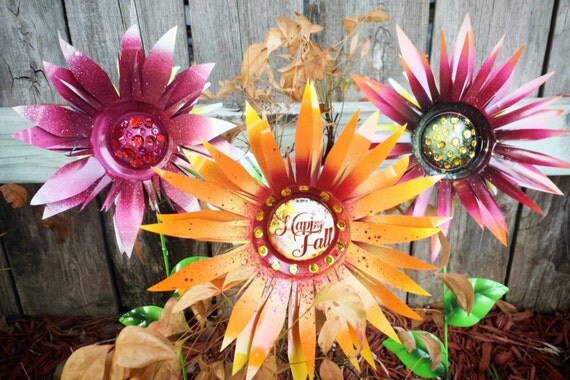 Fall Flower Garden Stakes Autumn Flower by GardenDreamsDecor
