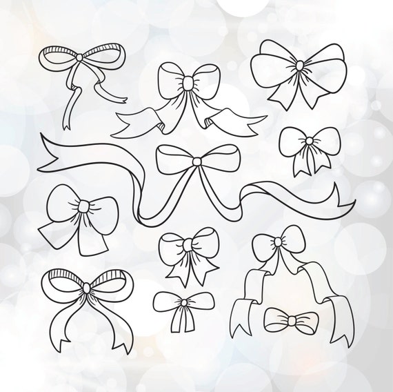 Bow svg dxf pdf eps png jpg Silhouette Studio Design by Linescut