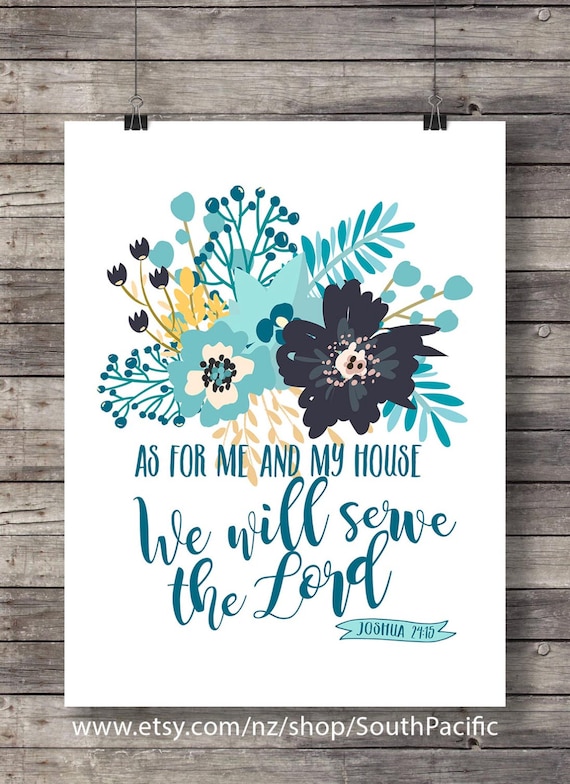 As for Me and My House Bible verse print Joshua 24:15
