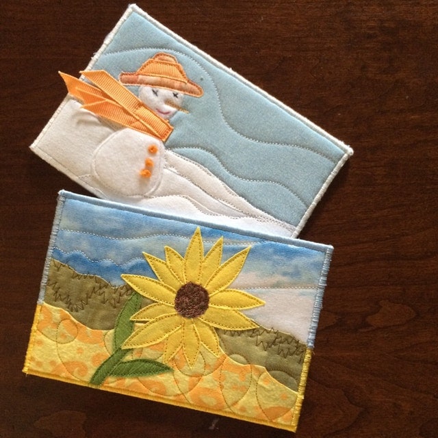 Quilted Fabric Postcard Art by SewUpscale on Etsy