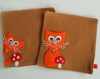 Wool felt mug rug | Etsy