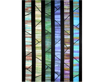 Colorful Abstract Art Quilt Fabric Wall Hanging by ForQuiltsSake