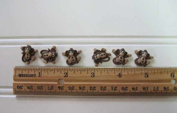 Sew Cute Monkeys Buttons Six to a Set by LaurelArts on Etsy