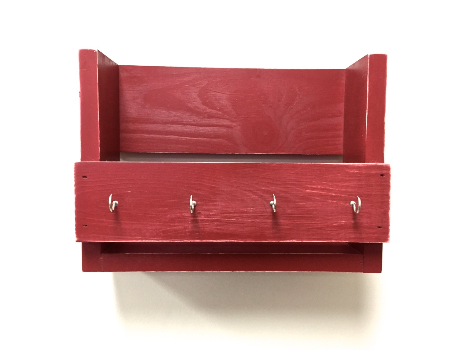 Rustic key holder mail organizer red key holder reclaimed