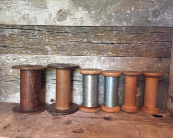 Items similar to 6-ANTiQUE MILL BOBBINS -- VINTAGE Spools -- Set of 6 ...