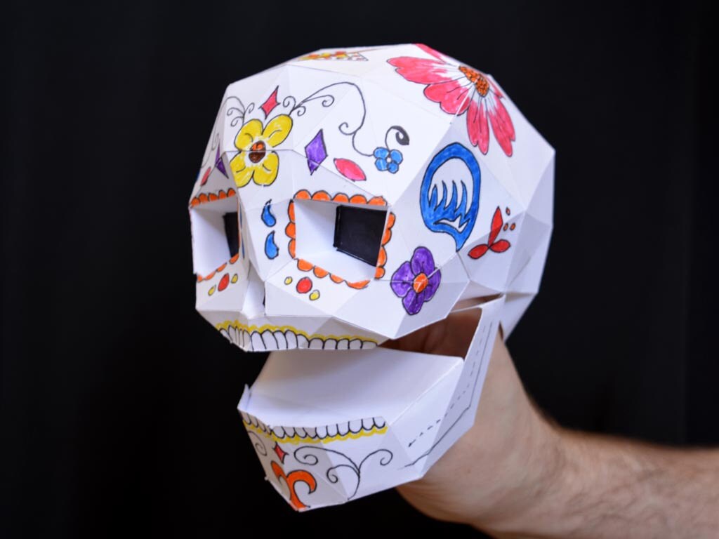 Make Your Own Skull Hand Puppet with just Paper and Glue Dia