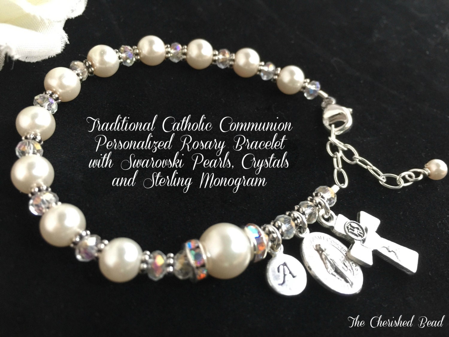 Beautiful Traditional Catholic Communion Personalized Rosary