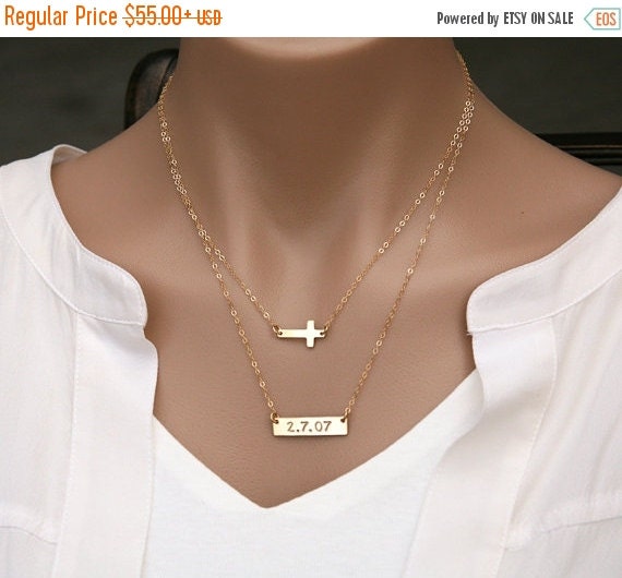 15% OFF Set of twodouble layer cross Bar by tyrahandmadejewelry