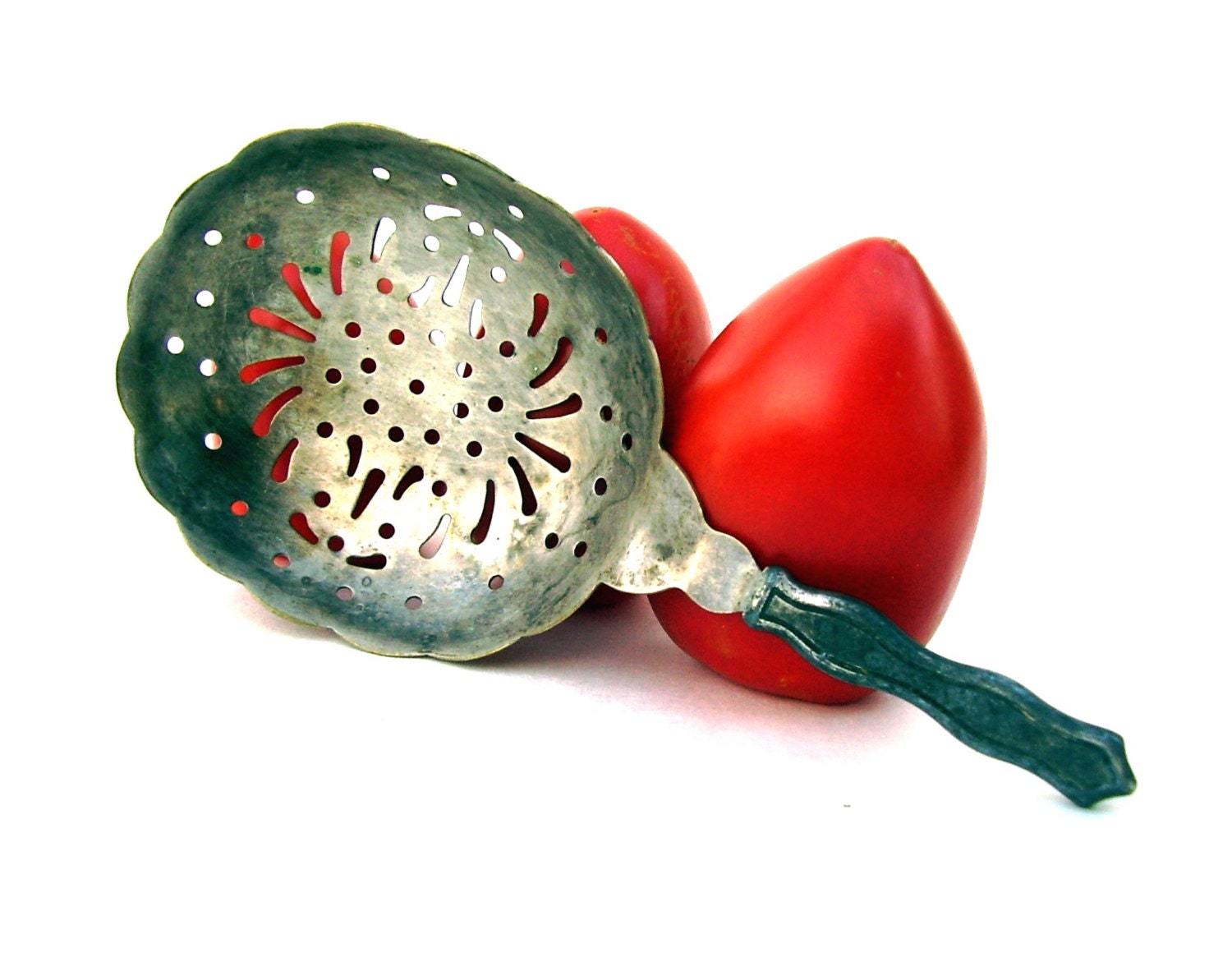 Antique Serving Spoon Vintage Slotted Tomato Server Pierced Scoop ...