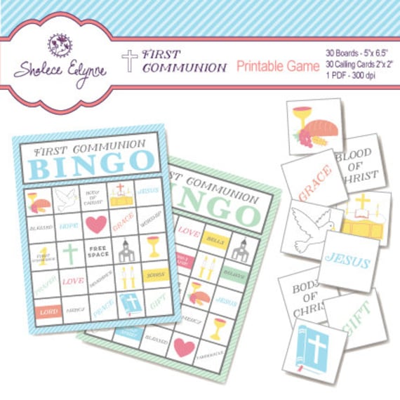 First Communion BINGO Printable Game Instant Download