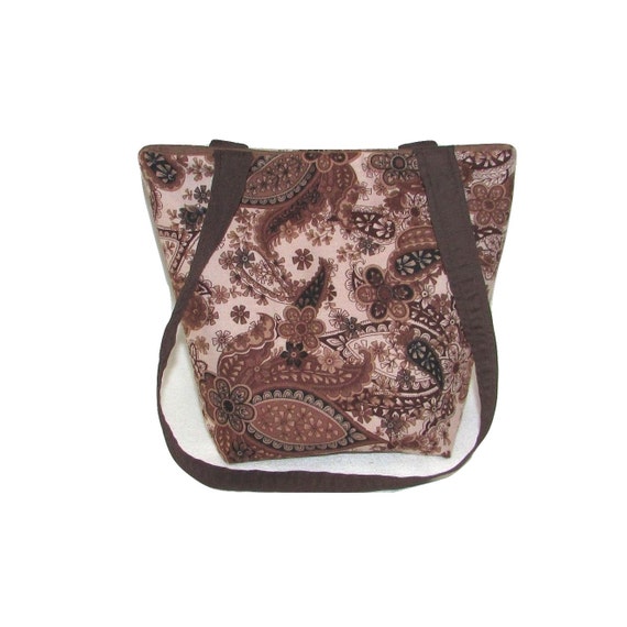Brown Paisley Purse Small Fabric Bag Handmade Handbag Cloth