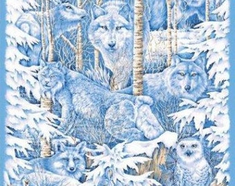 Wolf fabric panel | Etsy