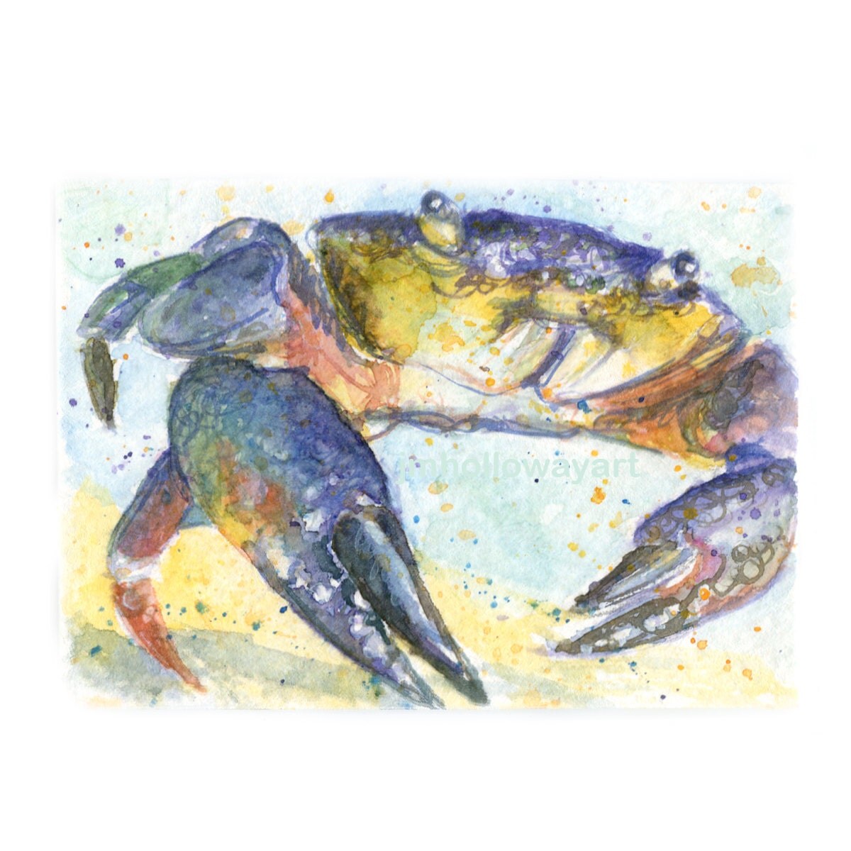 Art Crab Print Stone Crab Print Watercolor Colorful Crab