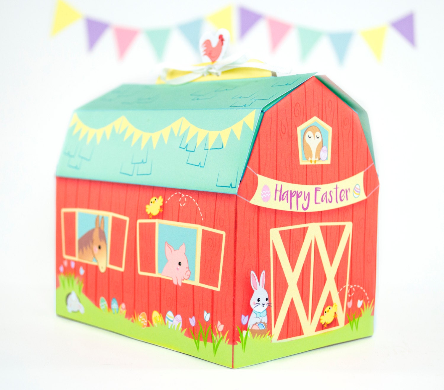 Printable Easter Barn Gift Box DIY Easter Treat Box Easter