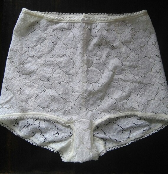 Vintage Nylon Lace High Waist Panties Sz Med By Blackorchidvintage