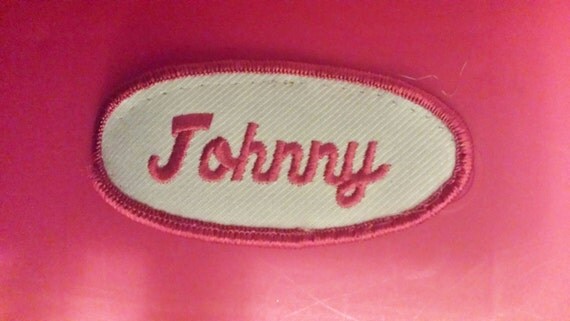 Red and White Johnny Name Tag Style Patch. by TheWordEmporium