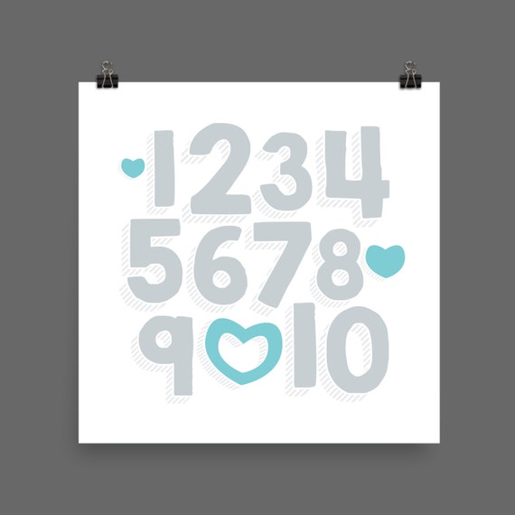 I LOVE YOU Silver Turquoise Numbers Poster Print i-love-you-silver-turquoise-numbers-poster-print