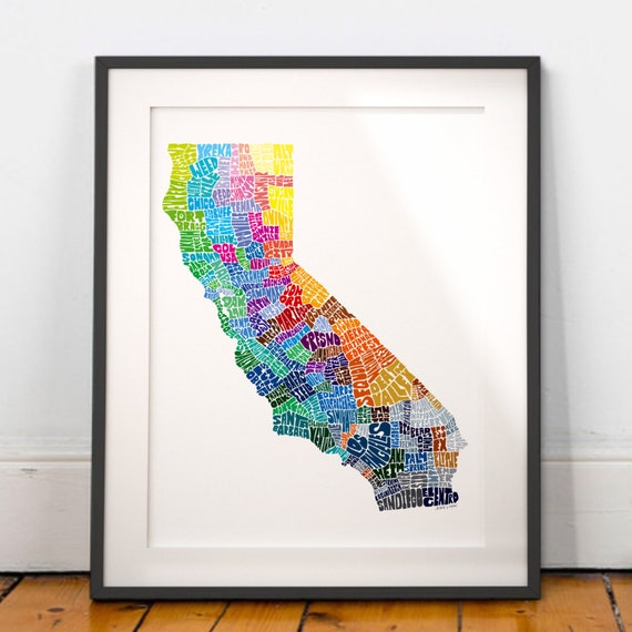 California art print California map art California
