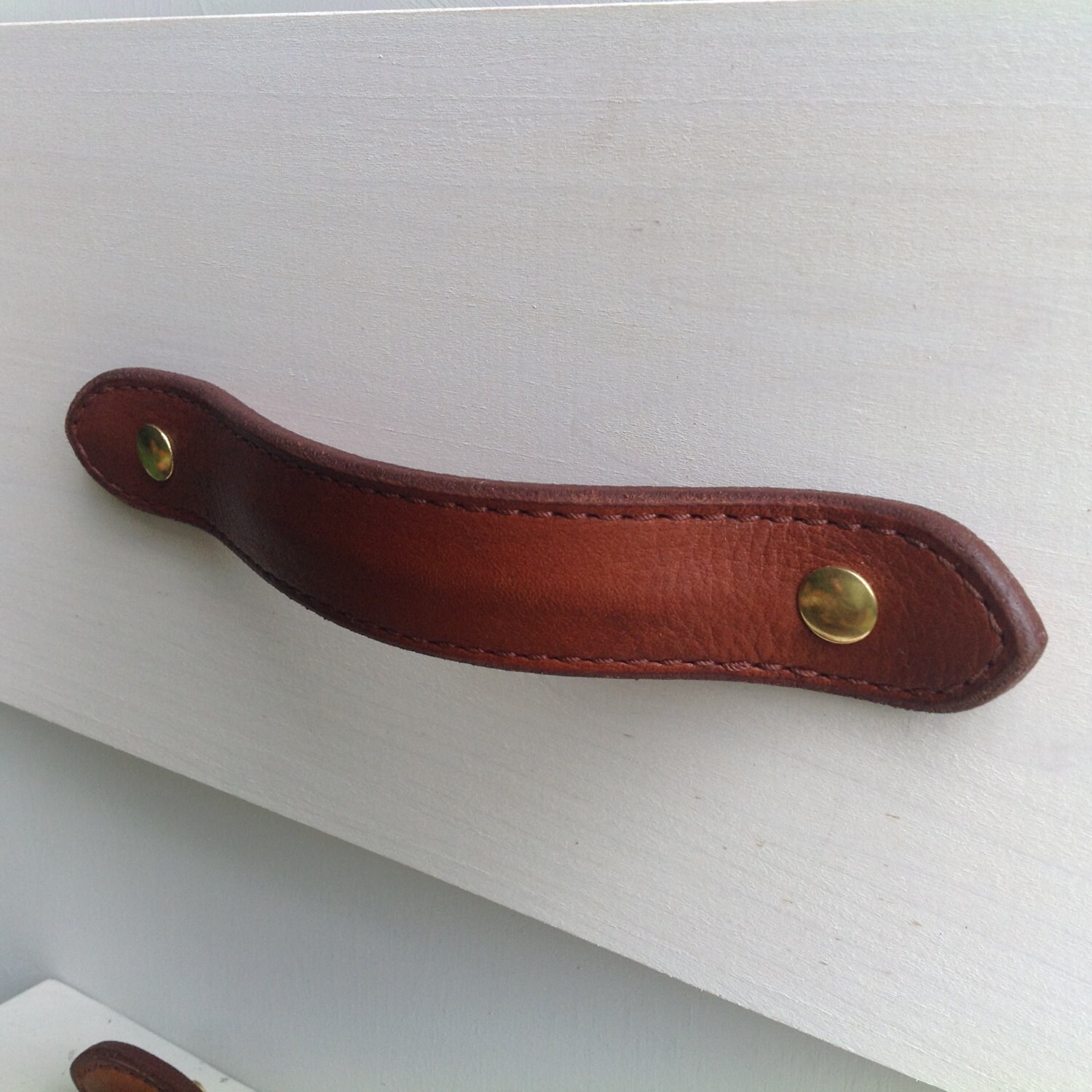 Leather drawer pull for furniture cabinets cases boxes