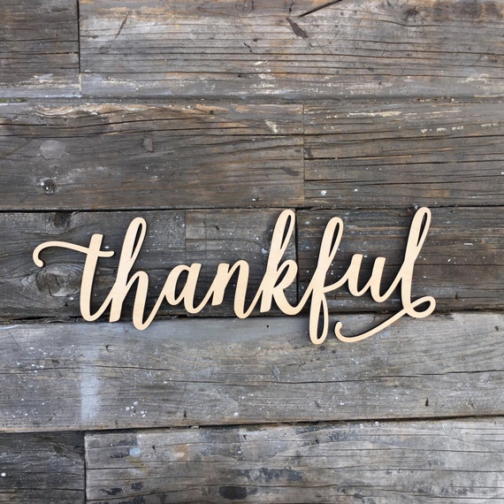 thankful wood laser cut sign 14 inch Wooden Sign