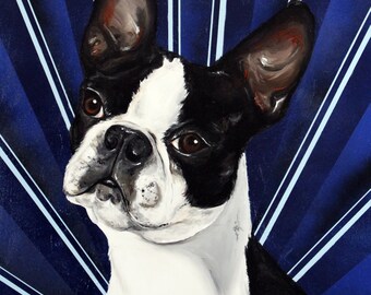 Items similar to BABY BOSTON TERRIER - Dog Art Giclee print from my ...