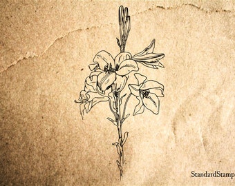 Lily rubber stamp | Etsy