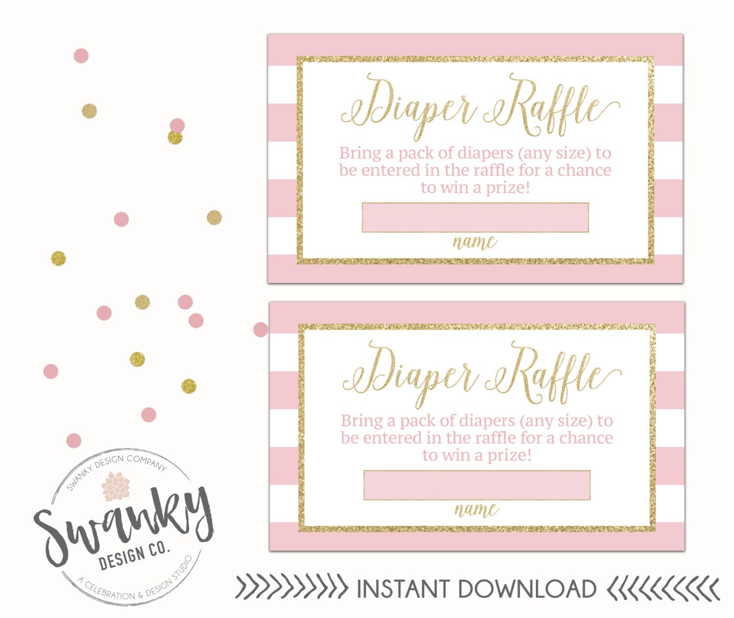 Pink and Gold Diaper Raffle Tickets Pink and Gold Baby