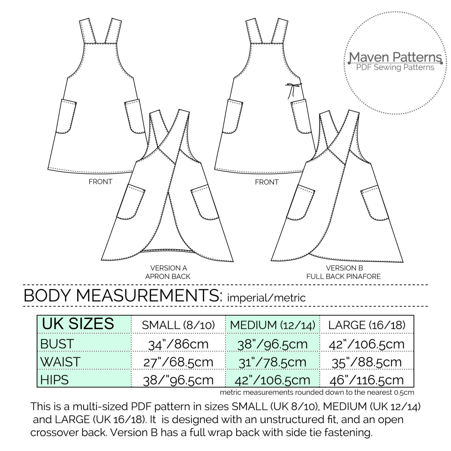 La Maria Wrap tablier patron tablier japonais par mavenpatterns