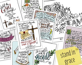PRINTABLE DIGITAL DOWNLOAD Scripture EnCOURAGE Card Set of 8