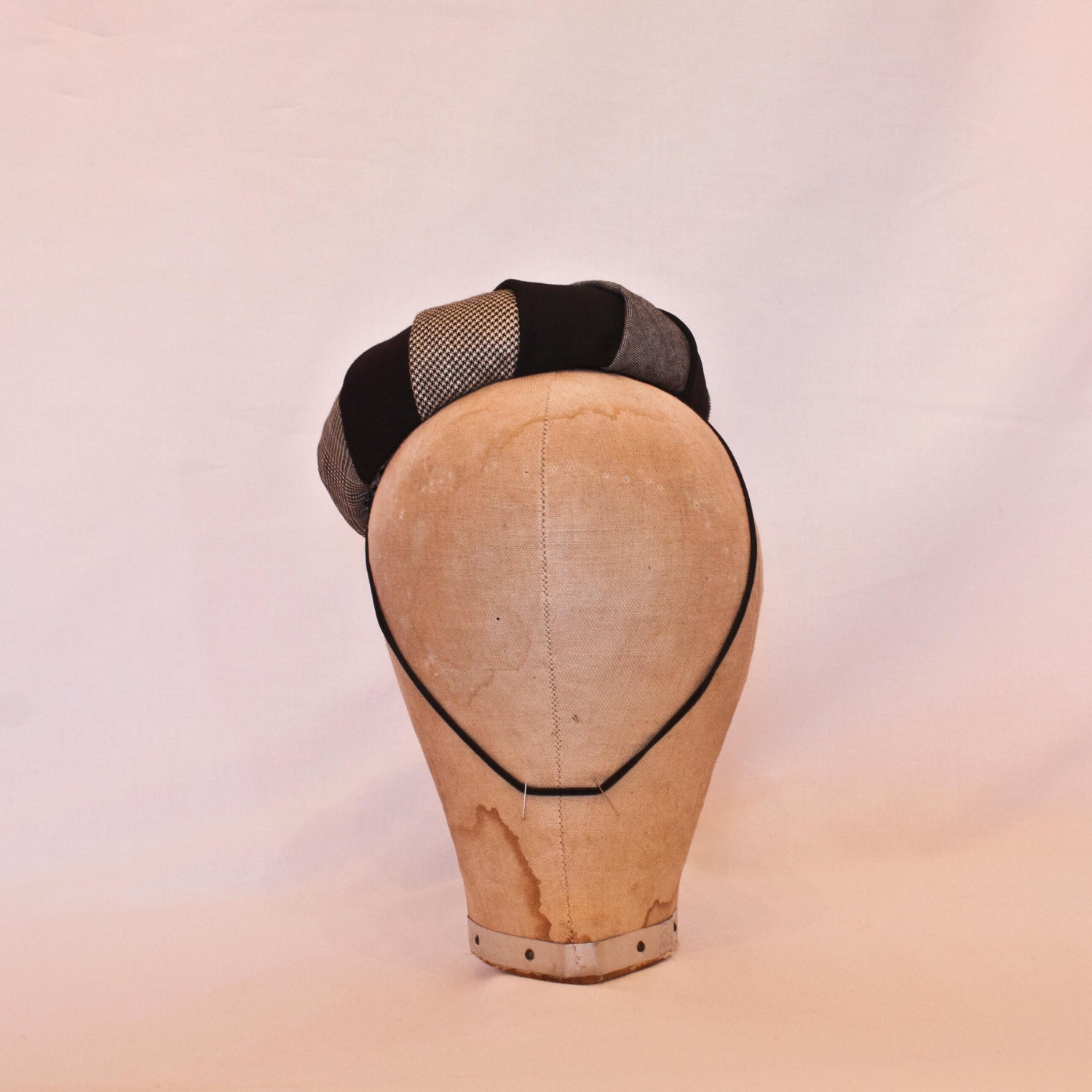 Unique black, white and grey pleated wool pill box hat | Jacqueline ...