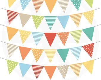 Items similar to Bunting banners clipart: "COLORFUL BUNTING BANNERS ...