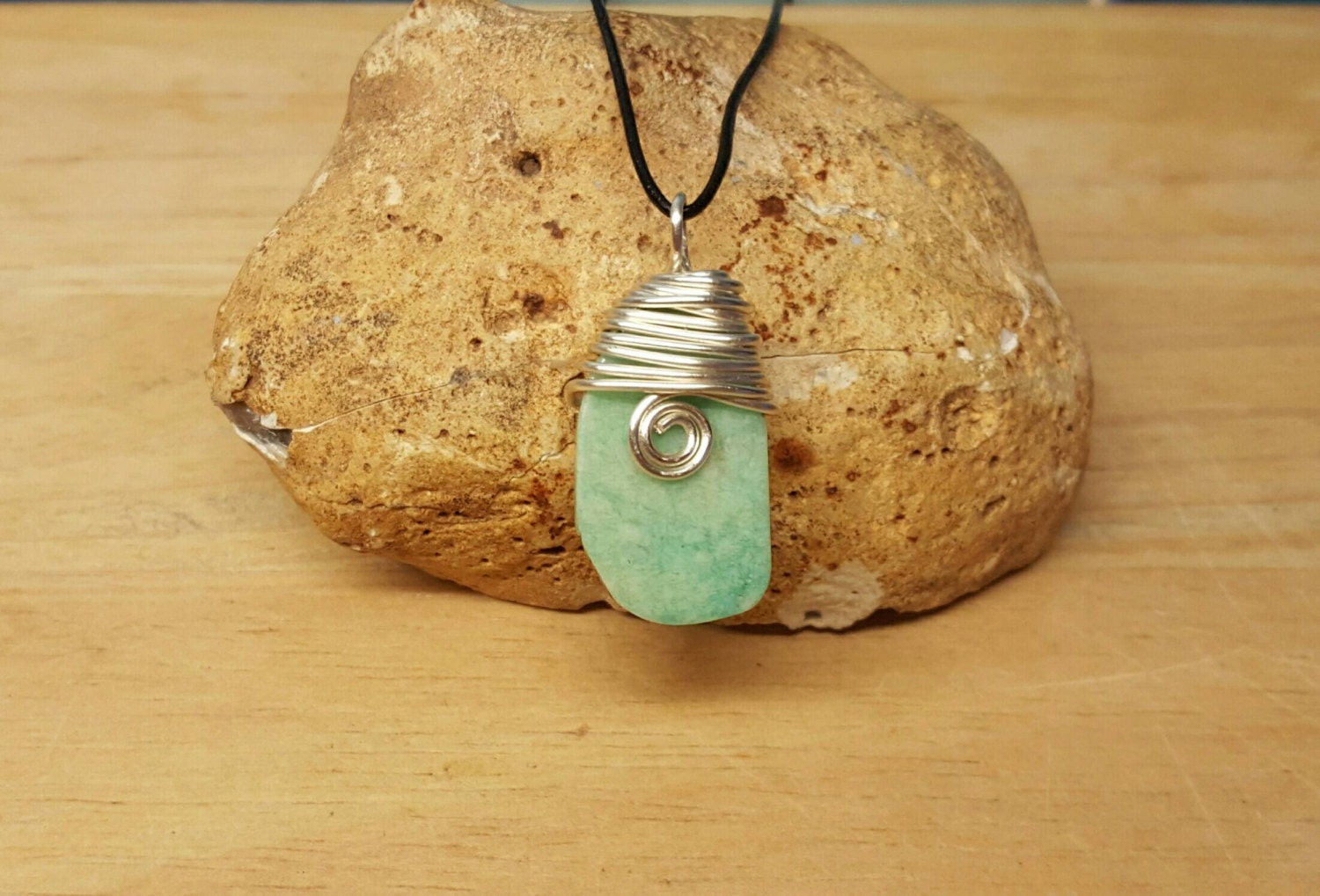 Peruvian Amazonite pendant necklace. Virgo jewelry. Reiki