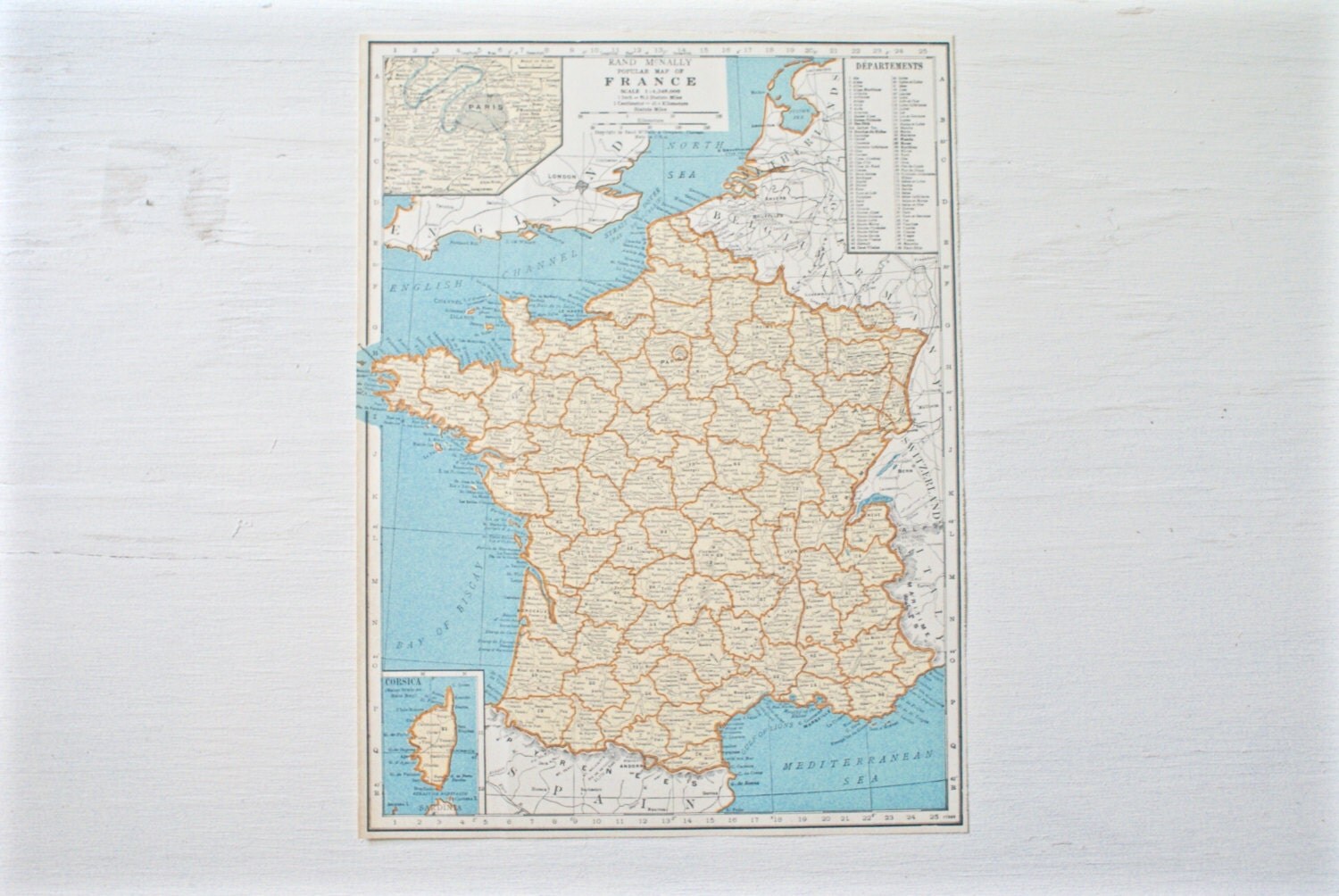 1930 France Map Large Antique Map Beautiful Old Map