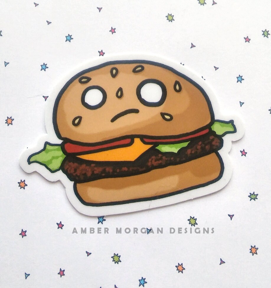 Cheeseburger Sticker Laptop Sticker Car by AmberMorganDesigns