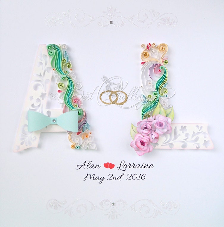 Unique Wedding Initials Paper Quilling Paper Cutting Art