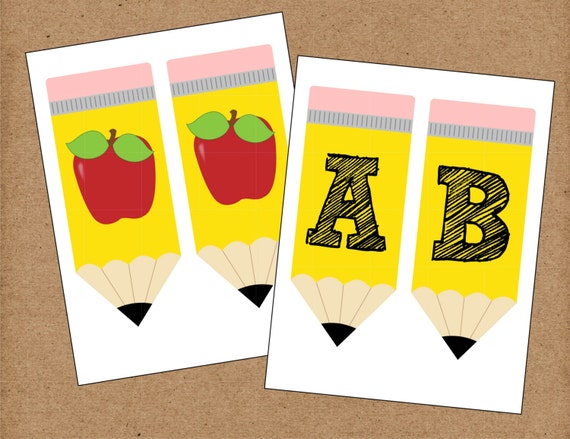 Back to School Pencil Banner. FULL ALPHABET by LilacsAndCharcoal