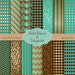 Turquoise Brown and Gold Digital Paper: Turquoise Brown
