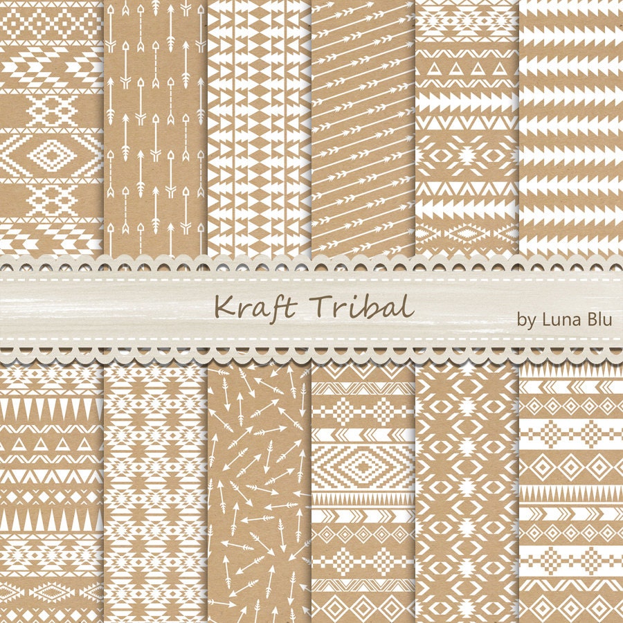 New Item added to my shop:Tribal Digital Paper: ” Kraft Tribal” kraft ...