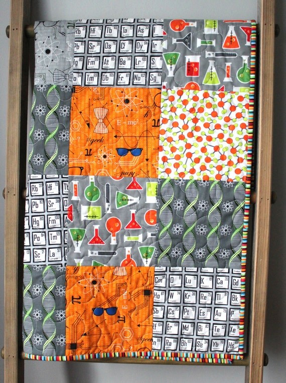 Science Baby Quilt Geeky Baby Gift Nerdy Baby by GoBeWonderful