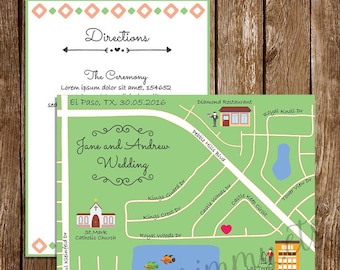 Wedding Map Custom Design / Printable DIY digital PDF