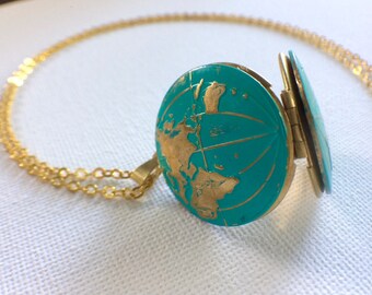 World map necklace | Etsy