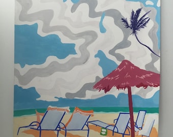 Abstract beach scene | Etsy