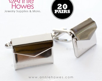 Square Cuff Links. Silver Plated 16mm with Glamour by AnnieHowes
