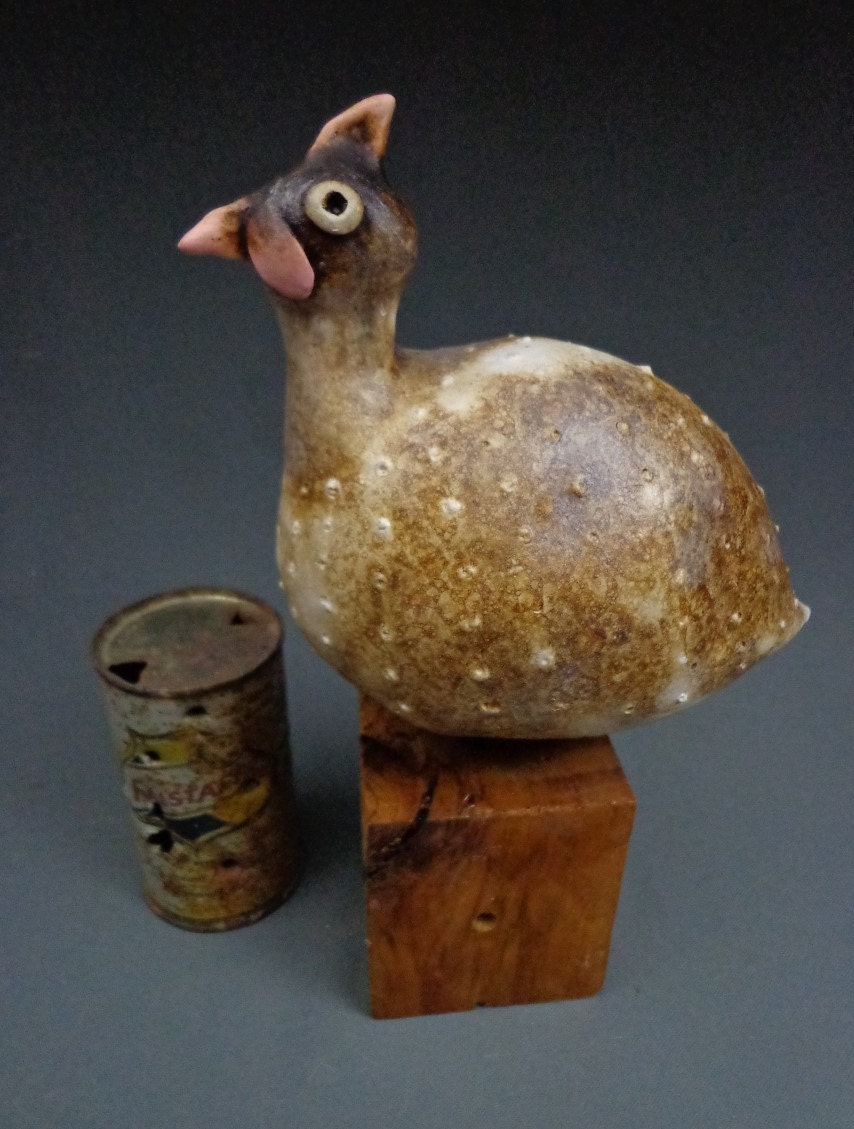 BIRD SCULPTURE 2 Free Shipping. Obvara/ raku fired/ by wildmud