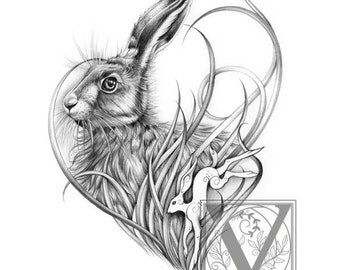 Hare tattoo | Etsy